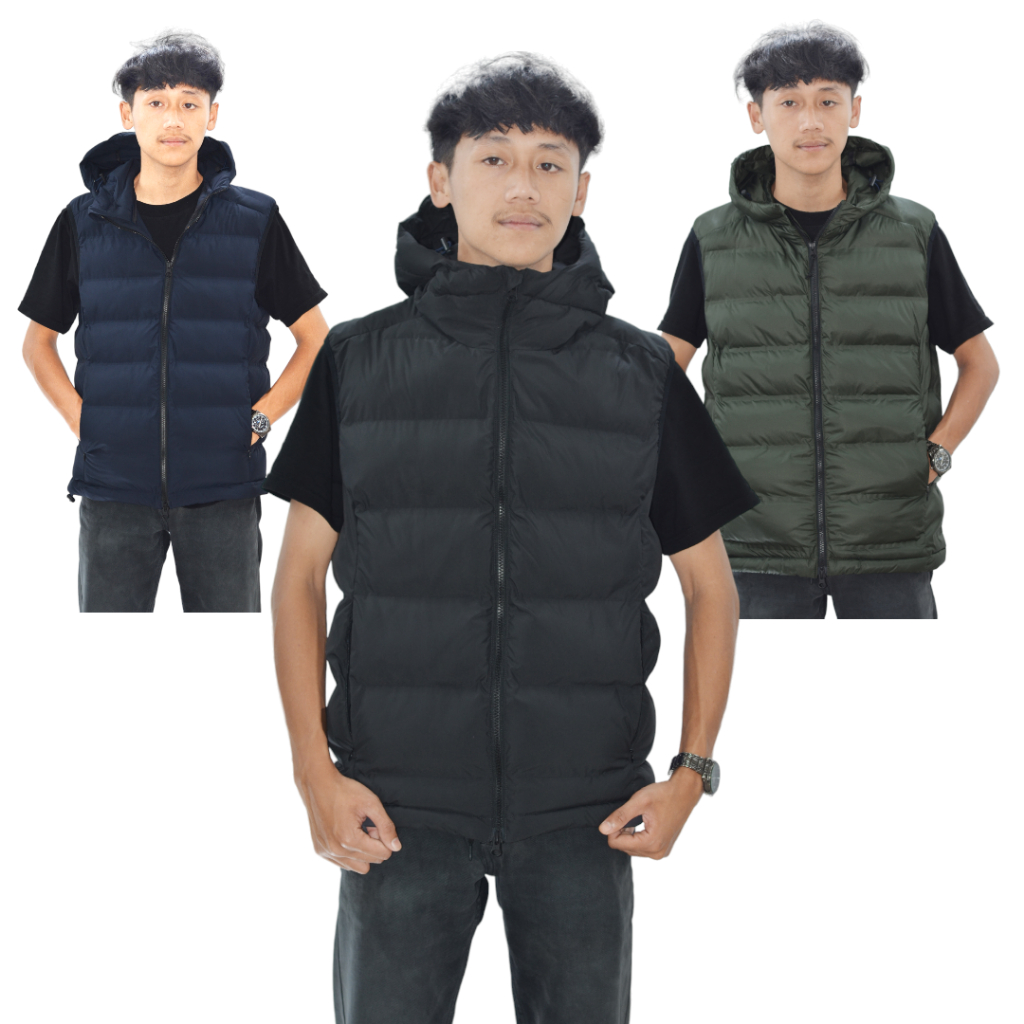 Jual Hoodie Vest Gelembung Bahan Micro Down Fiber dan Parasut Nylon ...