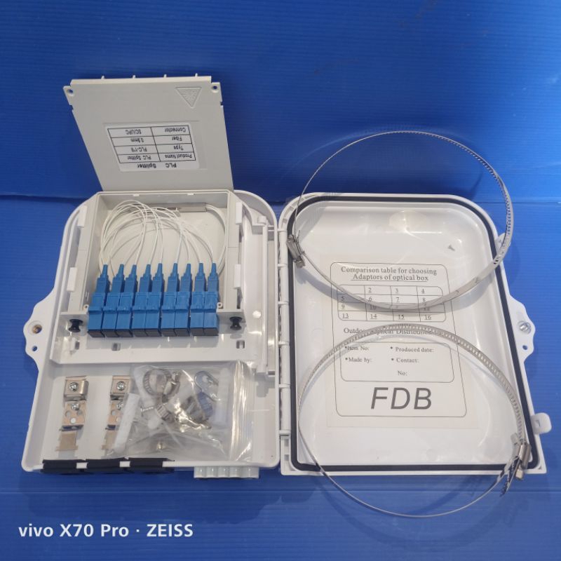 Jual odp 8 core lengkap box spliter 1:8 SC UPC/ odp mini 8 core Splitter box 1:8 SC UPC Fiber ...