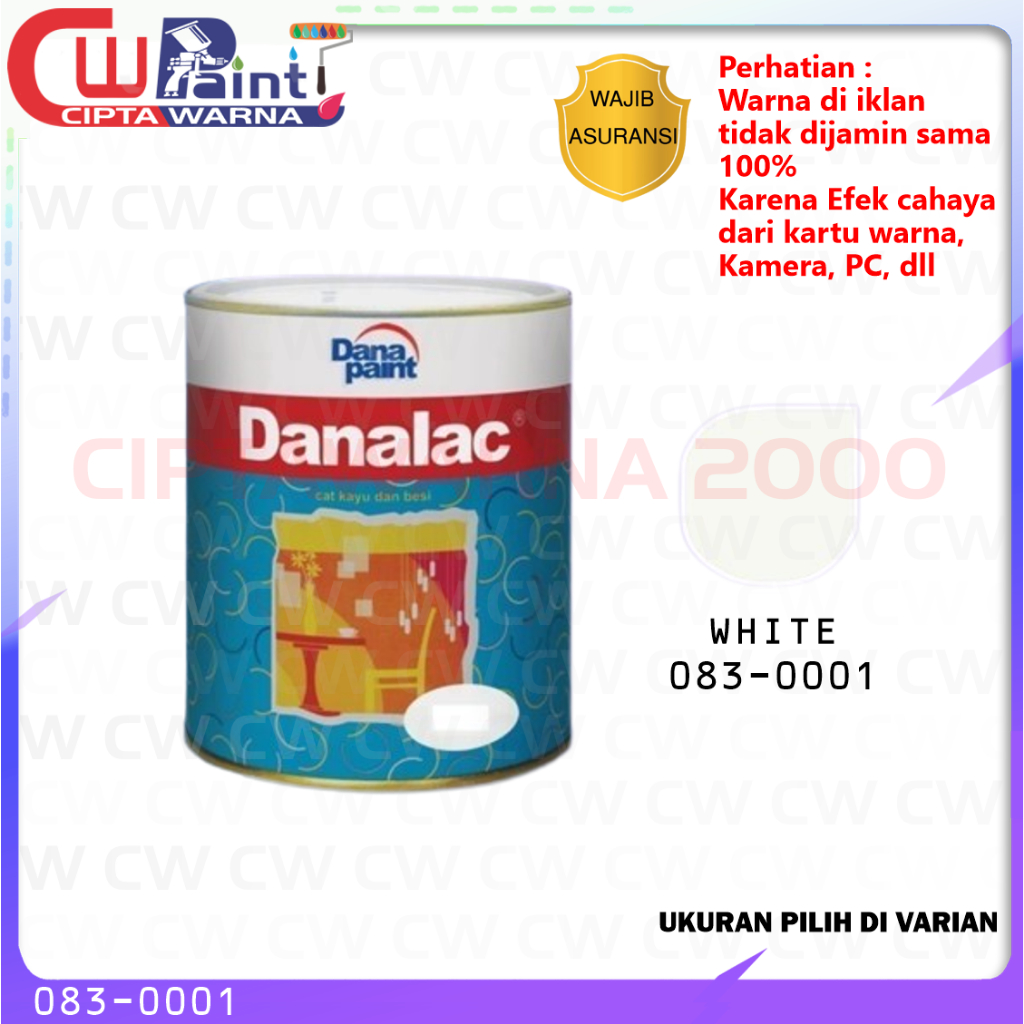Jual Danalac Cat kayu Besi Baja White Putih 083-0001 Literan | Shopee ...