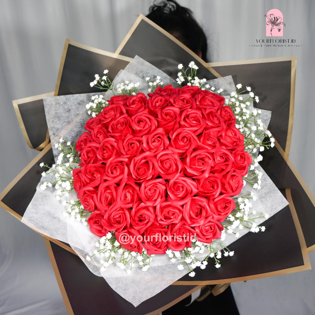 Jual MEGA ROSE ARTIFICIAL BOUQUET - Buket Bunga Mawar Artificial 50 Tangkai Large Size Hadiah ...