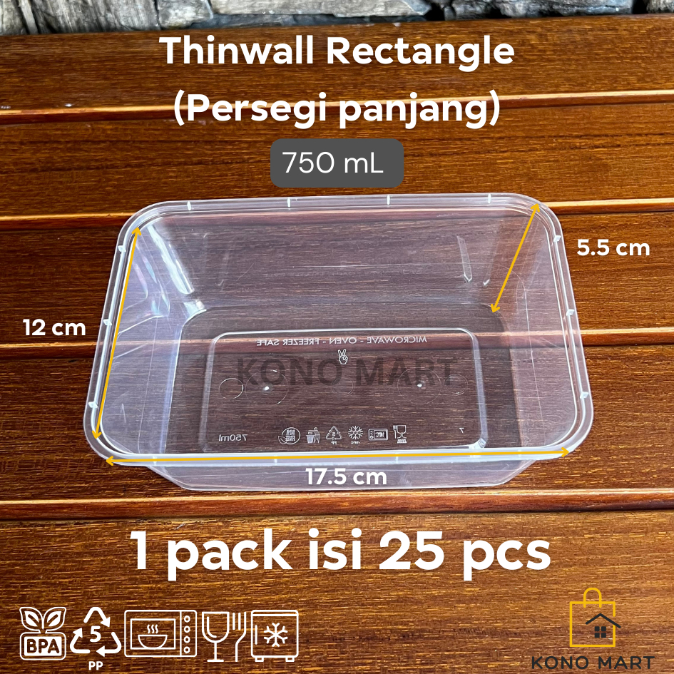 Jual [isi 25 Pcs] Thinwall Persegi Panjang Rectangle 200 250 300 500