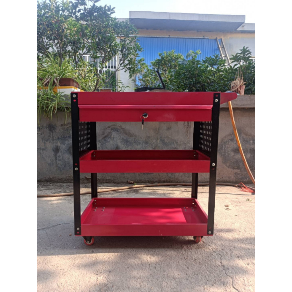 Jual [Dengan Laci] Troli Bengkel Rak 3 Susun Perkakas Trolly Trolley ...