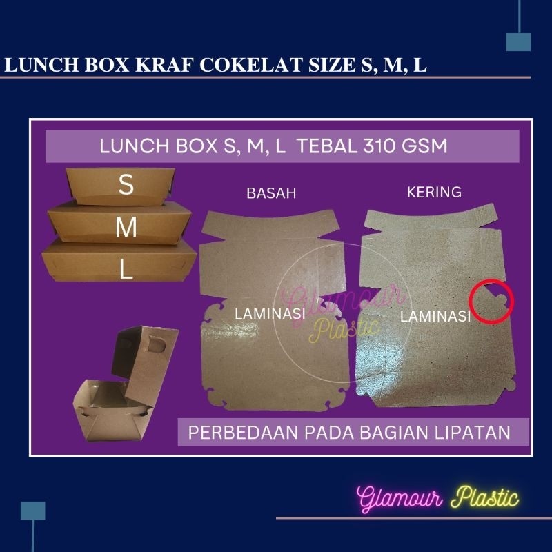 Jual Dus Lunch Box Cokelat ukuran S, M,L (LAMINASI 310 GRAM) (1 pack ...