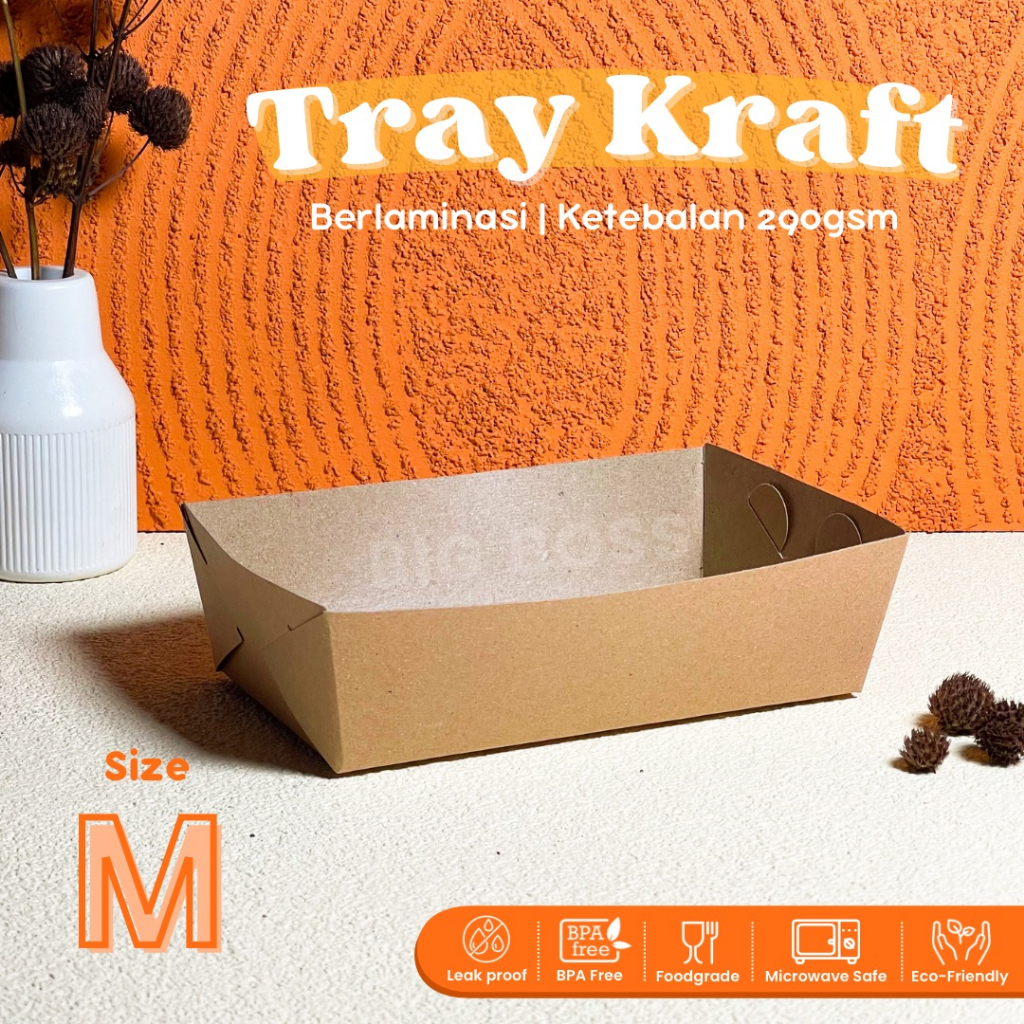 Jual Paper Tray Kraft Medium Berlaminasi / Food Paper Tray / Food Tray ...