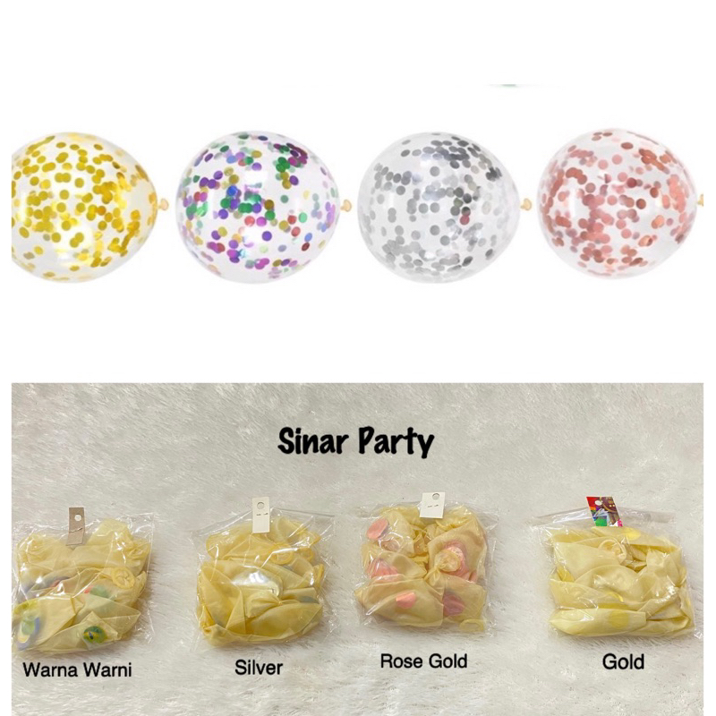 Jual Balon Latex Transparan isi Confetti | Shopee Indonesia