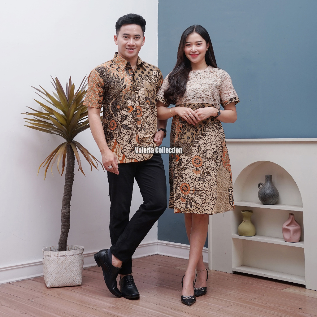 Jual Valeria Collection Baju Couple Batik Pria Lengan Pendek Baju ...