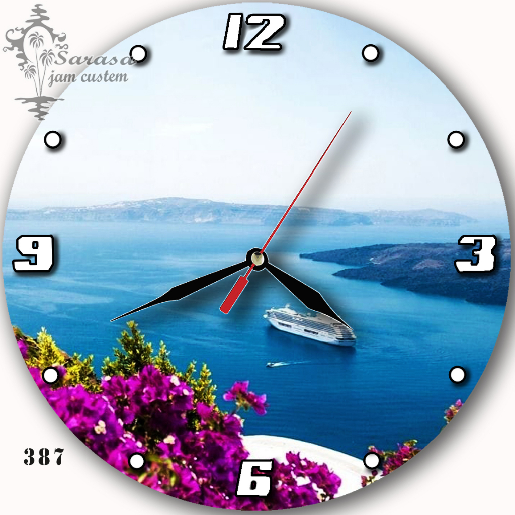 Jual JAM DINDING CUSTOM 387 PEMANDANGAN LAUT KAPAL PESIAR | Shopee ...