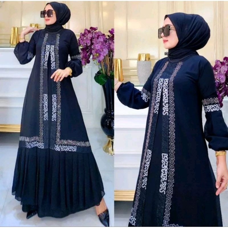 Jual Zifa Fashion || Seril Dress Abaya || Abaya Gamis Turkey Hitam ...