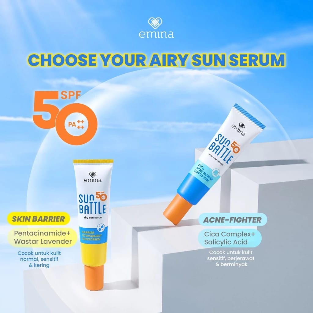 Jual Emina Sun Battle Spf 50 PA++++ Barrier Hydraburst // Cica Acne ...