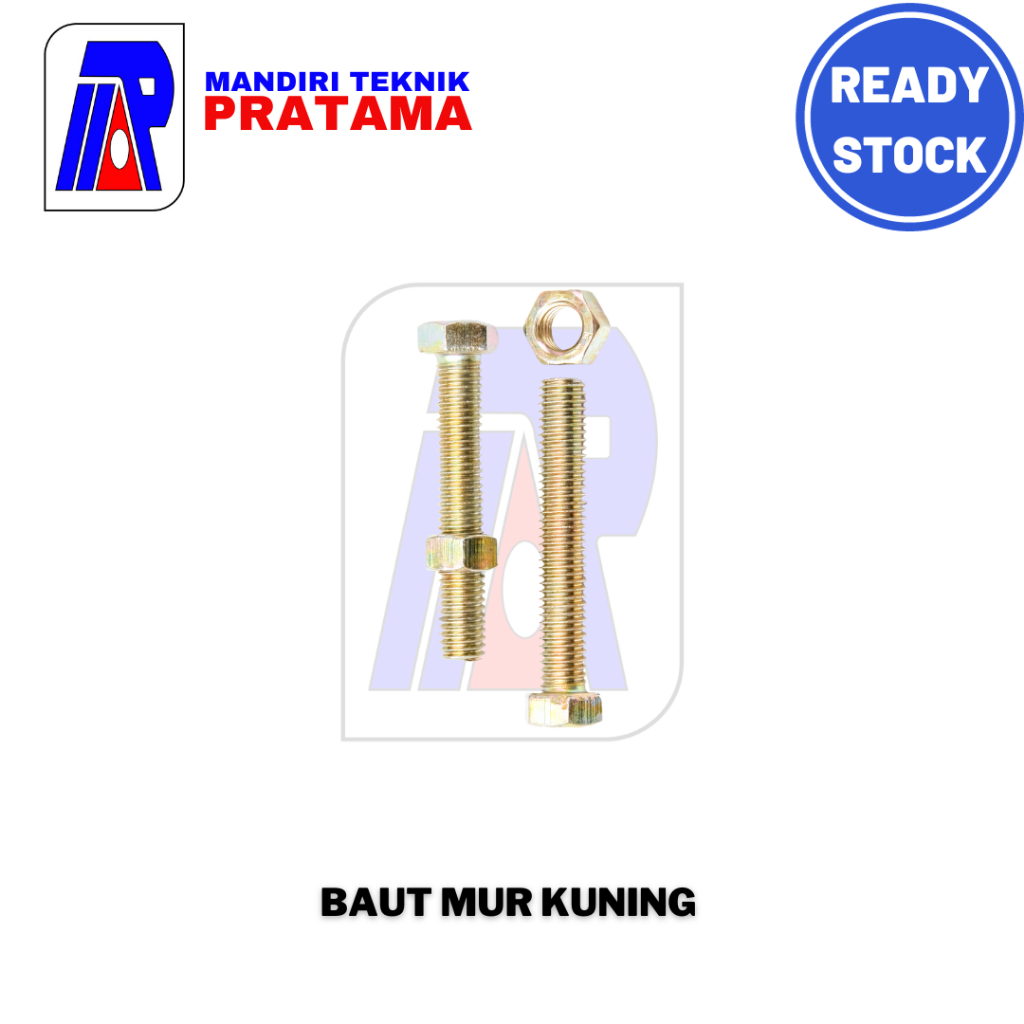 Jual Baut Mur Besi Kuning M6 x 65 Kunci 10 P1.00 Panjang 6,5cm | Shopee ...