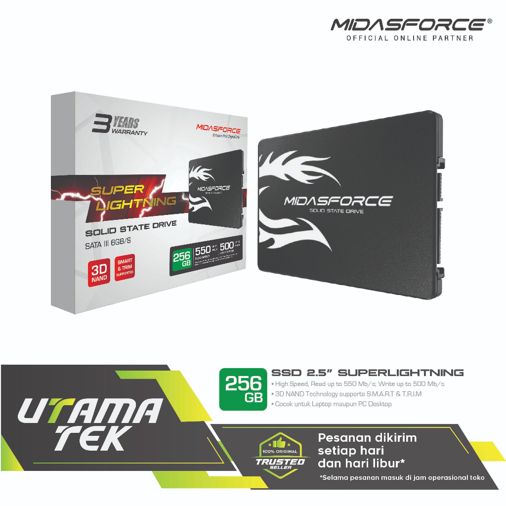Jual SSD Midasforce 256 gb SSD Midas force 256GB resmi Original ...