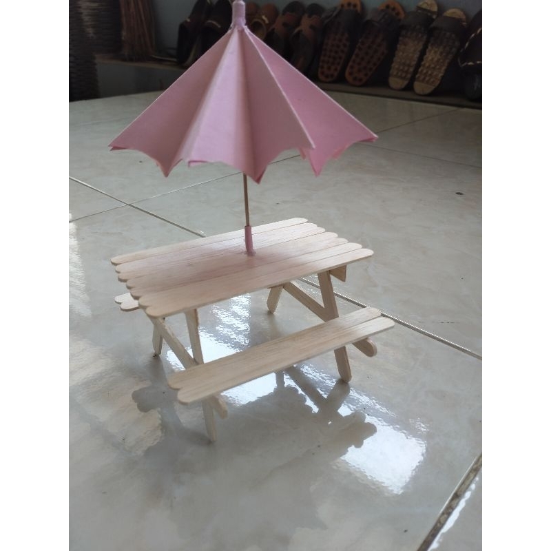 Jual Kerajinan Tangan Prakarya Miniatur Kursi Meja Cafe Dari Stik Es