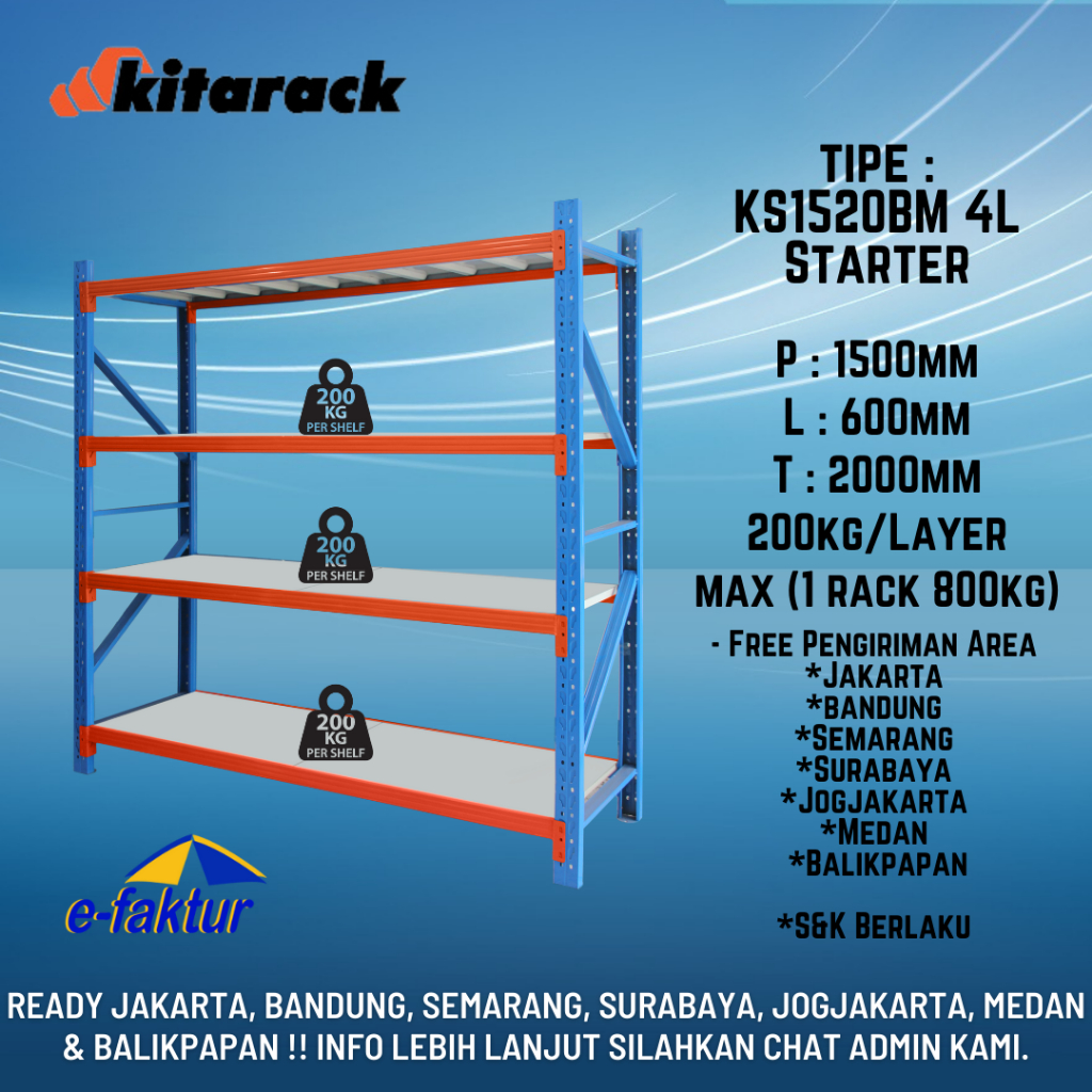 Jual KITARACK STARTER KS1520 RAK SERBAGUNA 4 SUSUN 150x60x200CM 200KG ...
