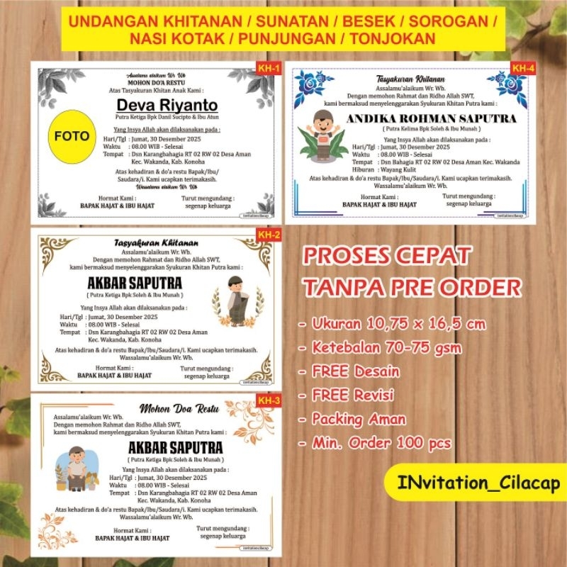 Jual [WARNA] UNDANGAN KHITANAN BESEK SOROGAN PUNJUNGAN TONJOKAN + FOTO ...