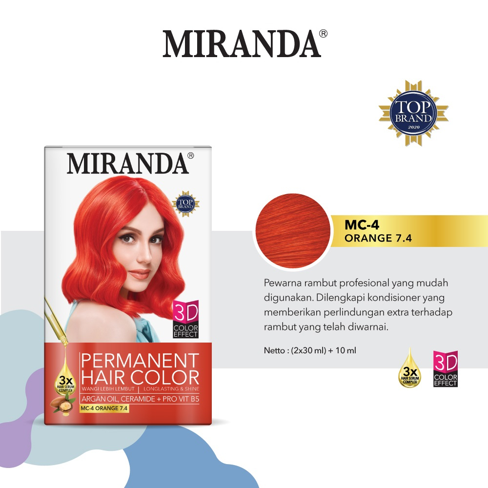 Jual MIRANDA Premium Hair Color 3D Cream Peroxide 30ml || Miranda Semir ...