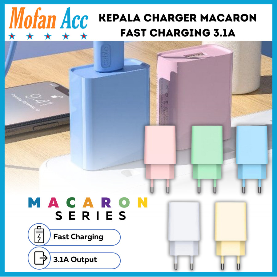 Jual Adaptor Charger Macaron 3.1A Fast Charging - Kepala Batok Casan Kabel Charge Warna Pastel ...