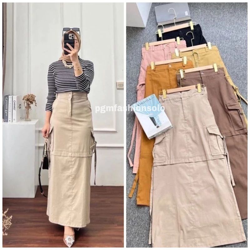 Jual Gaea Rok Cargo Drill Skirt - Rok Cargo panjang wanita | Shopee ...