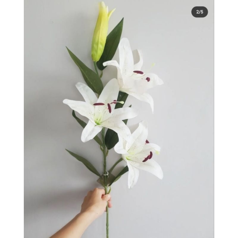 Jual Bunga Lily Flower Artificial 3 Kuntum Jumbo Premium GJX-107 ...