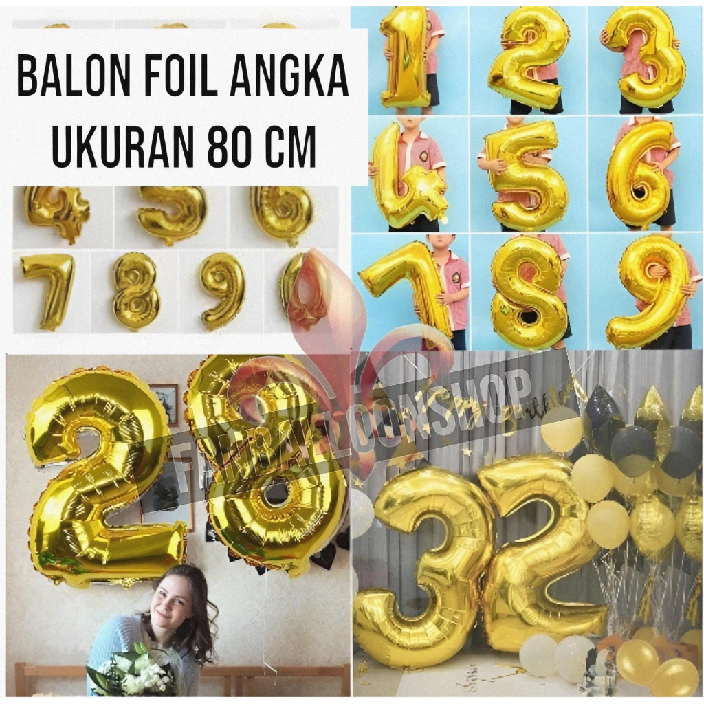 Jual Balon Angka 80 Cm Gold / Balon Foil Angka Besar / Jumbo | Shopee ...