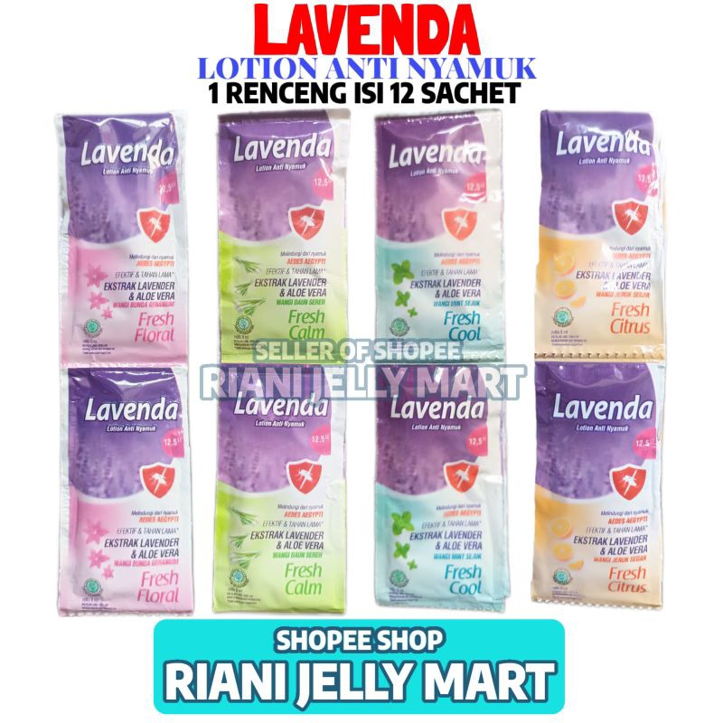Jual Lavenda Lotion Nyamuk 1 Renceng Isi 12 Sachet 8ML RANDOM VARIAN ...