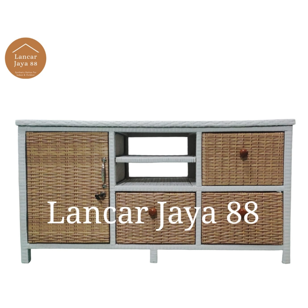 Jual Rak Tv Rotan Sintetis Dengan Pintu | Shopee Indonesia