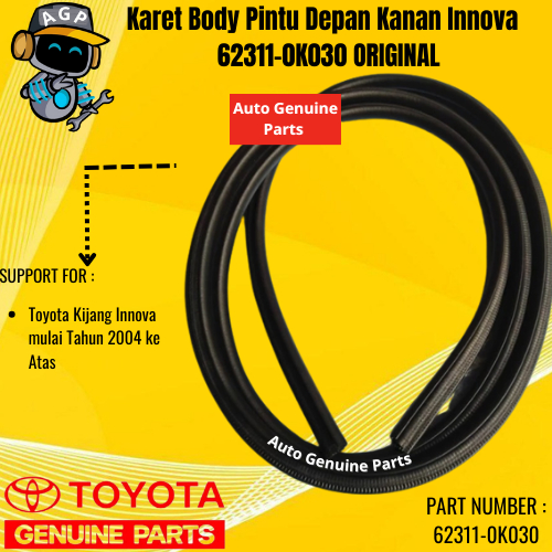 Jual Karet Body Pintu Depan Kanan Innova 62311-0K030 ORIGINAL - GENUINE ...