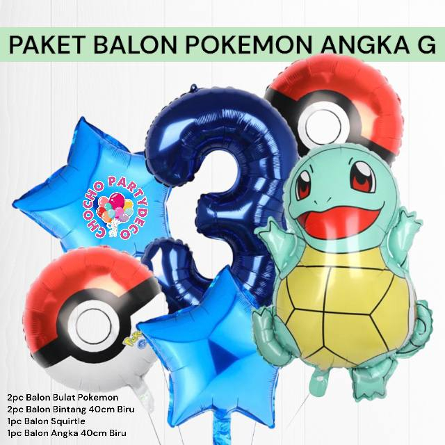 Jual Paket Balon POKEMON Angka G / Dekorasi Ulang Tahun Pokemon Pikachu ...