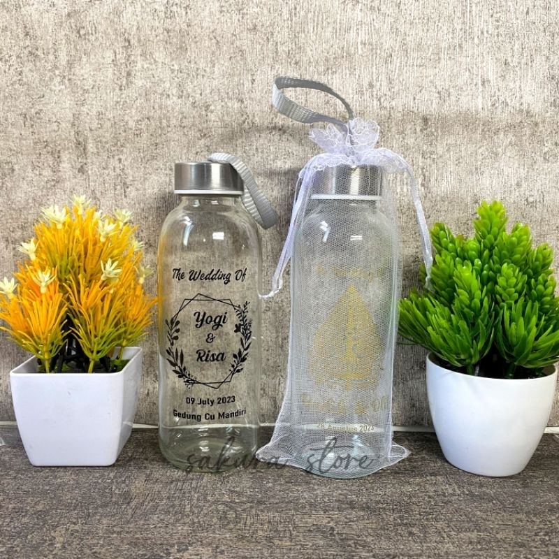 Jual Souvenir Botol Tumbler Kaca Bening Sablon Custom Kemasan Tile ...