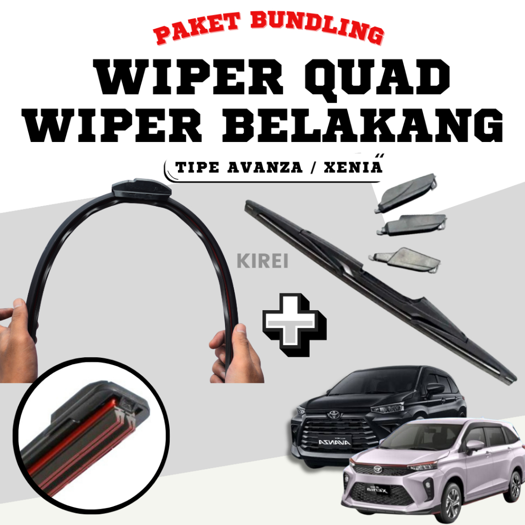 Jual Paket Wiper Depan Belakang AVANZA XENIA | Wiper Depan 4 Lapis Karet Sepasang Dan Wiper ...