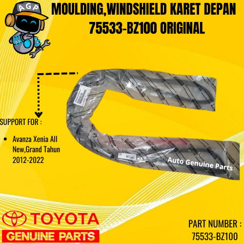Jual MOULDING,WINDSHIELD KARET DEPAN 75533-BZ100 ORIGINAL | Shopee ...