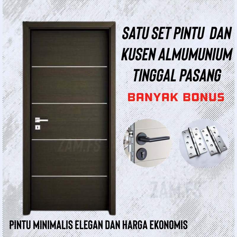 Jual PINTU MINIMALIS HDF MODERN SET KUSEN ALMINI | PINTU UTAMA | PINTU ...