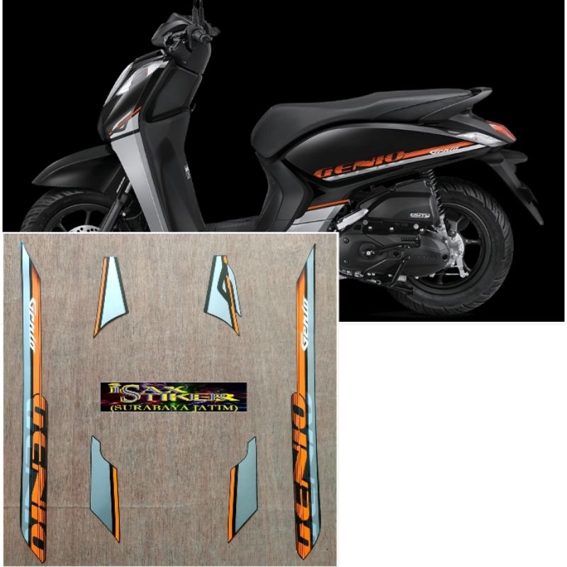 Jual Striping Original Honda Genio CBS silver hitam Lis oren tahun 2023 ...