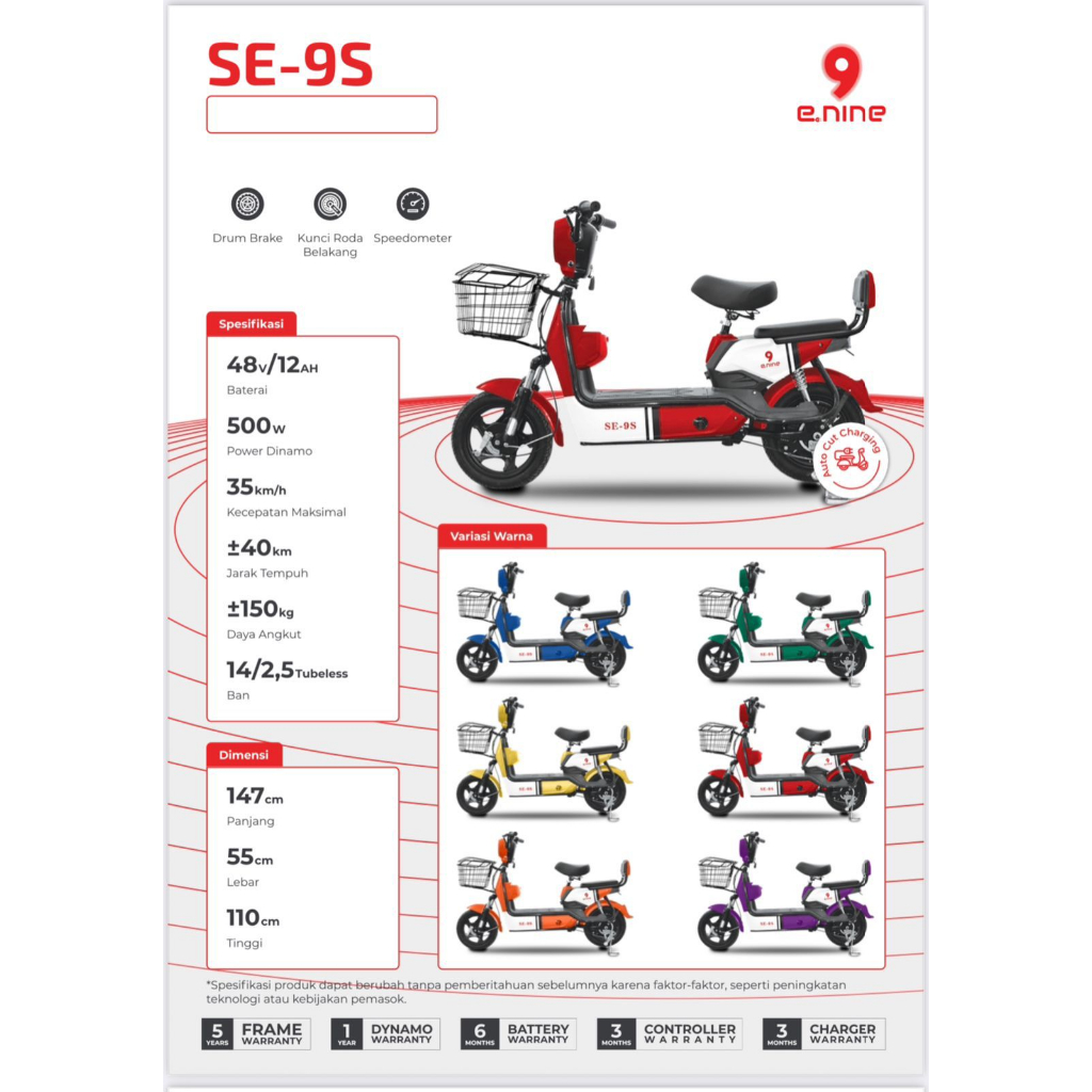 Jual E-NINE SEPEDA LISTRIK SE-9S | Shopee Indonesia
