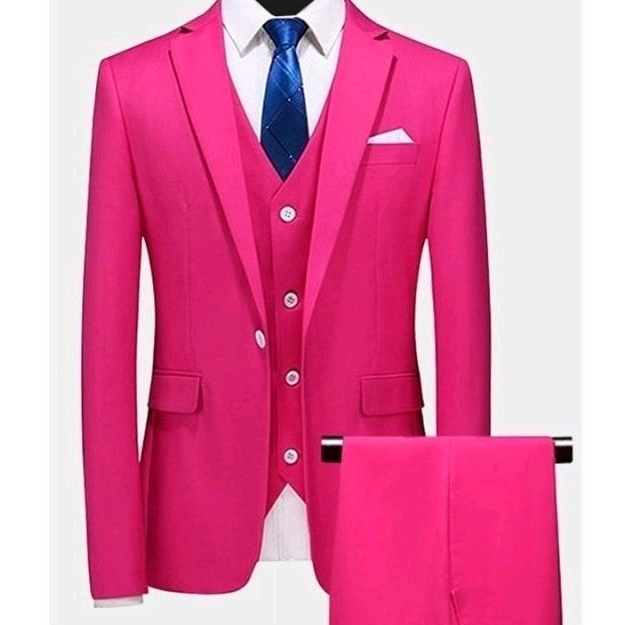 Jual Setelan Jas Pria Formal Set Jas Warna Pink Fanta | Shopee Indonesia