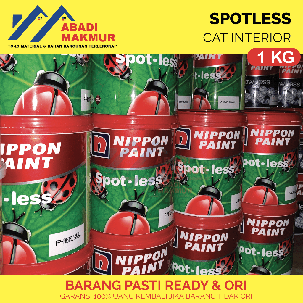Jual Nippon Spotless Cat Tembok Interior Anti-Noda 1 L Putih READY ...