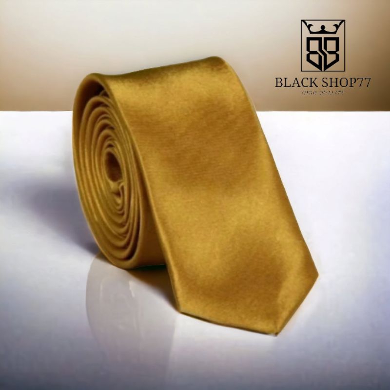 Jual Dasi Pria Dasi Panjang Dasi Satin Polos Emas/Gold 3 Inchi 8 Cm ...