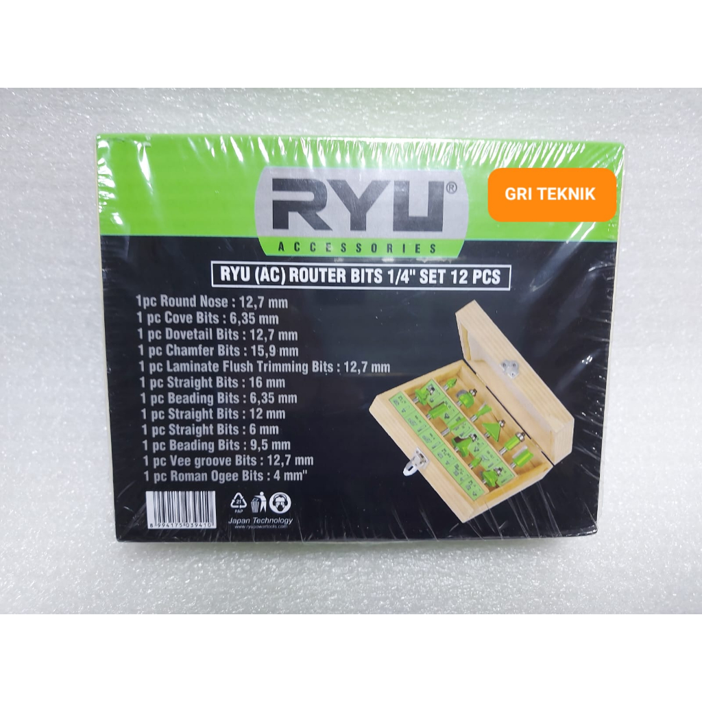 Jual AC-DB157 !!! MATA ROUTER 1/4" SET 12 PCS RYU / ROUTER BITS 1/4 ...