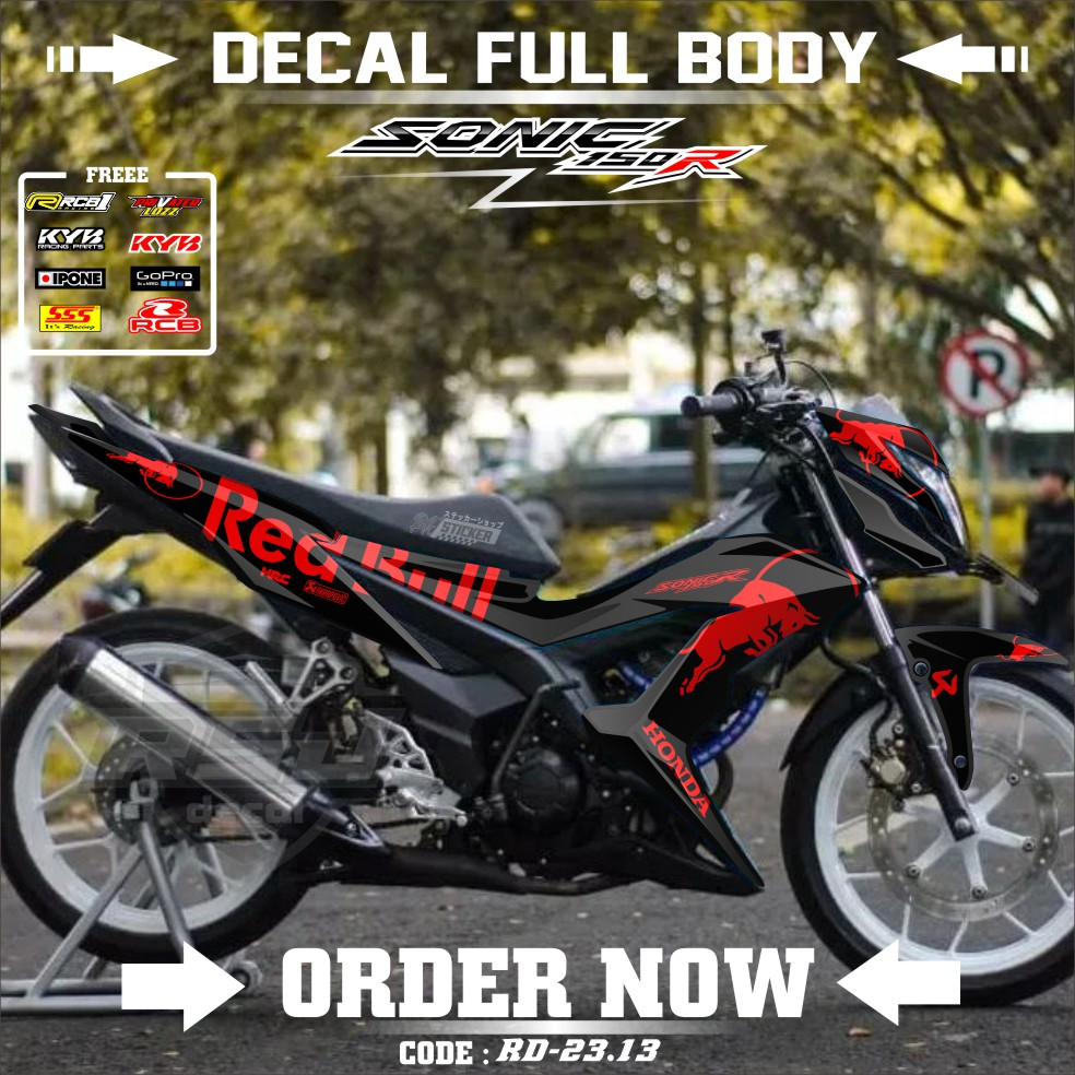 Jual Decal Sticker Honda SONIC 150R Fullbody Fullblok redbul code R23 ...