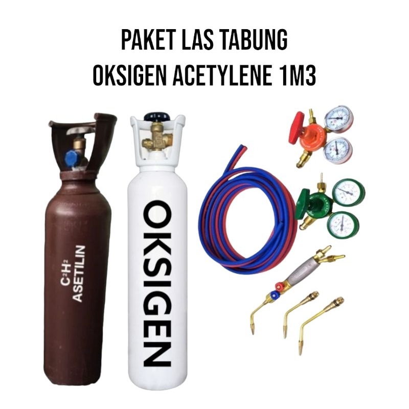 Jual Paket Las Karbit Tabung Oksigen Acetylene 1m3 Paket Las Karbit Tabung Kecil Shopee Indonesia
