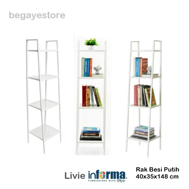 Jual Rak Besi 4 Susun Putih / Rak Buku Serbaguna Livie Informa / Rak ...