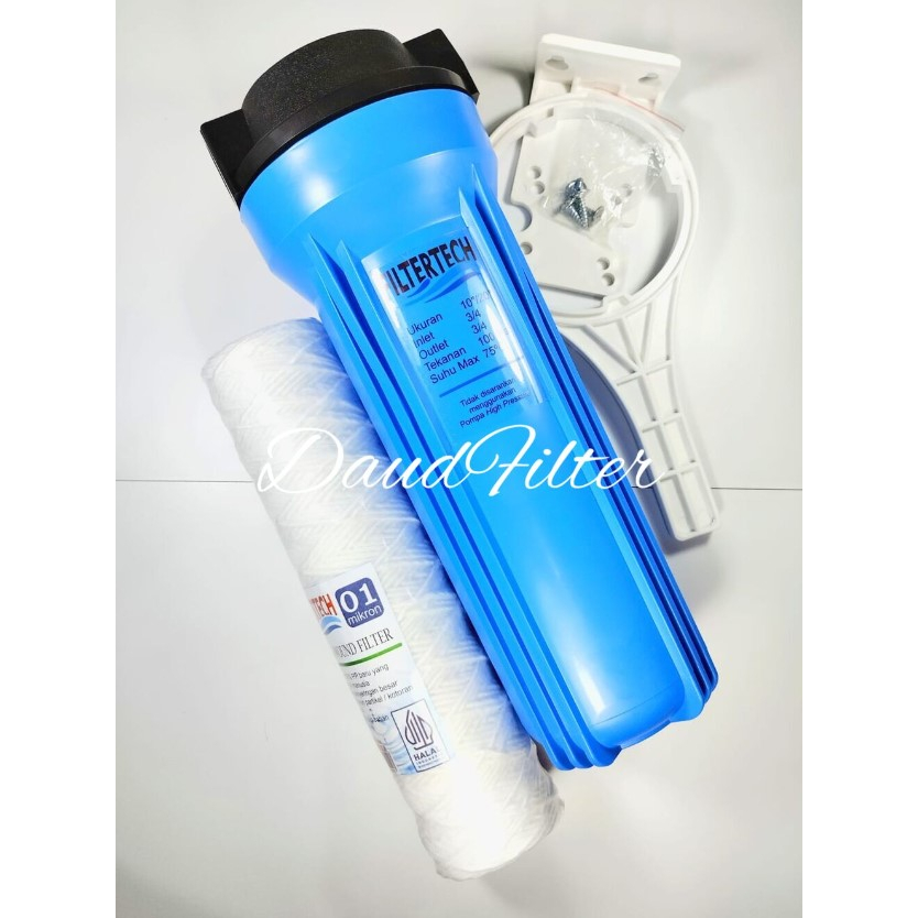 Jual Paket Filter Air Filtertech 10 inch - Housing Blue Drat 3/4 ...