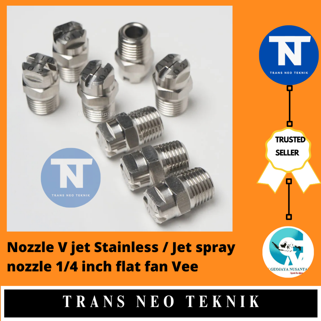 Jual Nozzle V jet Stainless / Jet spray nozzle 1/4 inch flat fan Vee ...