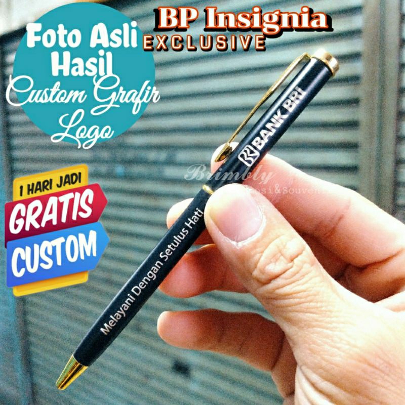 Jual Pen Metal Exclusif Slim + Grafir Nama Logo | Pen BP Insignia ...