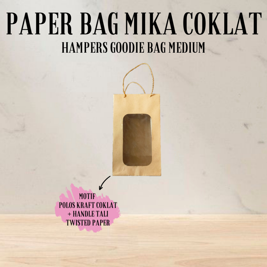 Jual PAPER BAG MIKA COKLAT TRANSPARAN JENDELA / HAMPERS / GOODIE BAG ...