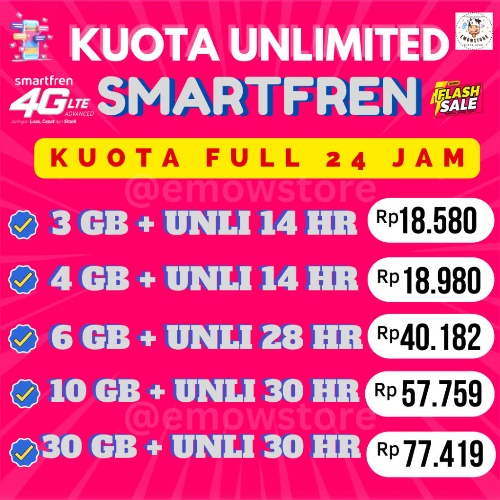 Jual PROMO PAKET DATA KUOTA SMARTFREN UNLIMITED NONSTOP HARIAN BULANAN ...