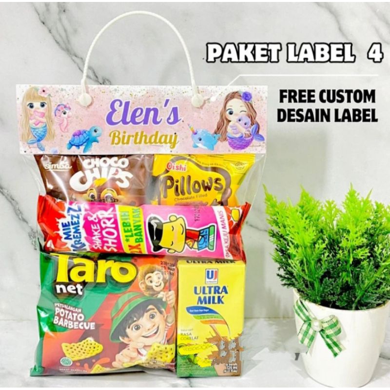 Jual Free Costum Label Paket Snack Ulang Tahun Anak | Shopee Indonesia