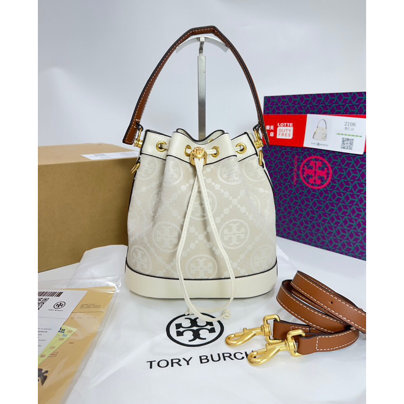 Jual TORY BURCH T MONOGRAM BUCKET BAG MIRROR QUALITY DOUBLE BOX ...