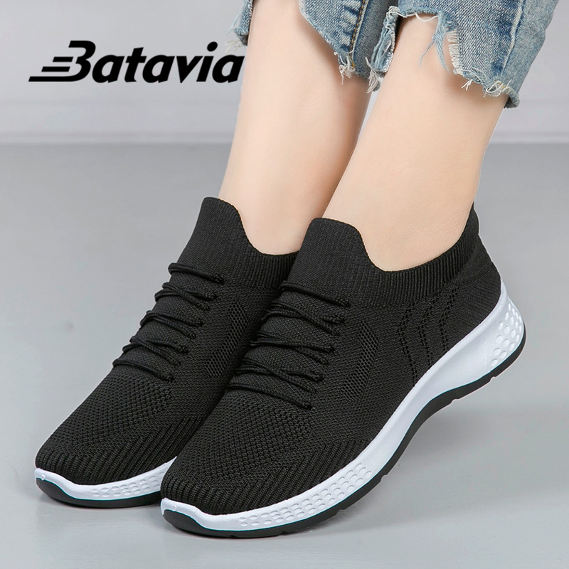 Jual Batavia Sepatu Olahraga Wanita Sepatu Sekolah Wanita Hitam Sepatu ...