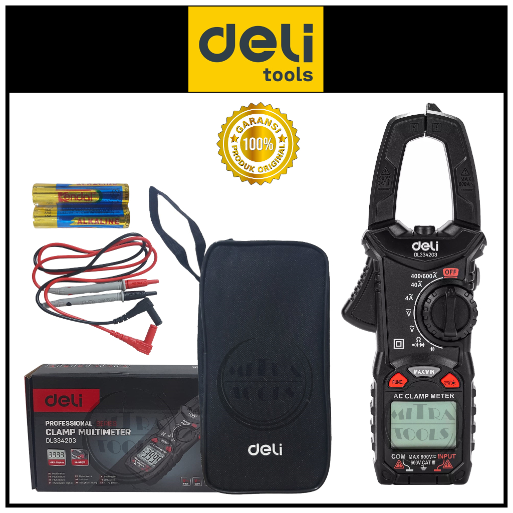 Jual DELI Digital Clamp Multimeter Multitester / Tang Ampere Multi ...