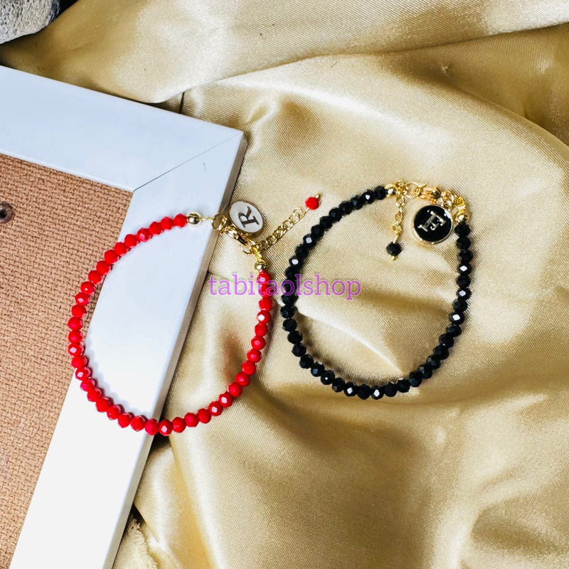 Jual Tabita||Gelang Kristal Inisial Huruf Bulat Gold | Shopee Indonesia